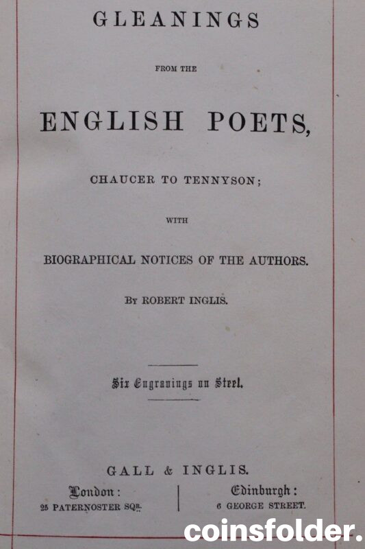 Antique Book Gleanings From Sacred Poets Beautiful Embossed Leather ...